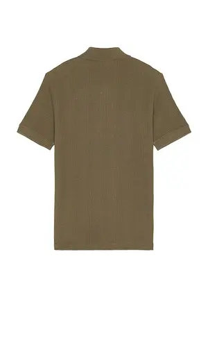 Vince Variegated Textured Polo In Olive