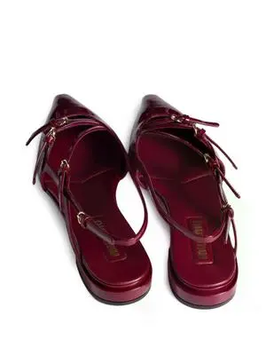 Miu Miu Patent-leather Slingback Flat Pumps - Red