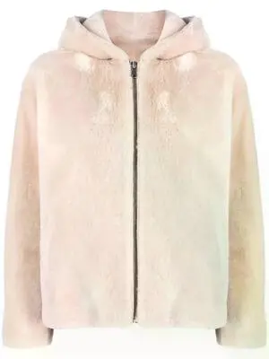 YVES SALOMON Shearling Hooded Jacket - Neutrals