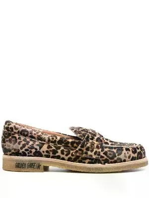GOLDEN GOOSE Leopard-print Round-toe Loafers