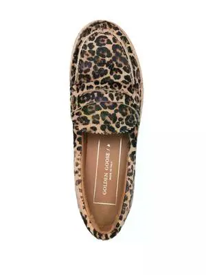 GOLDEN GOOSE Leopard-print Round-toe Loafers