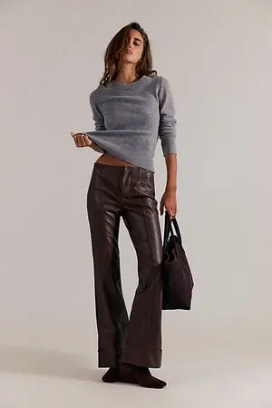 Mid-Rise Vegan Leather Trousers
