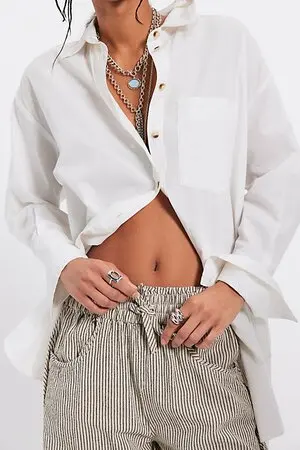 Free People Printed Barrel Pants - Ivory