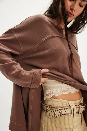 Free People Cascade Sweatshirt - Spiced Chocolate
