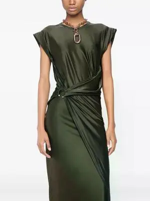 Rabanne Draped Satin Midi Dress