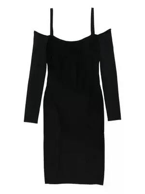 MUGLER Ribbed Off-shoulder Mini Dress