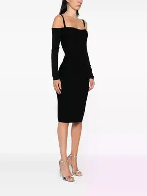 MUGLER Ribbed Off-shoulder Mini Dress
