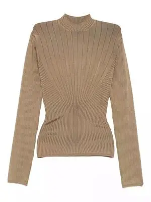MUGLER Ribbed High-neck Jumper - Neutrals