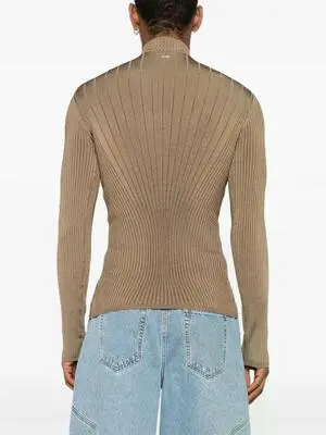 MUGLER Ribbed High-neck Jumper - Neutrals