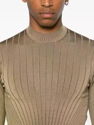 MUGLER Ribbed High-neck Jumper - Neutrals