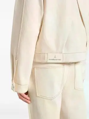 Manière De Voir Damien Back-pleat Denim Jacket - Neutrals