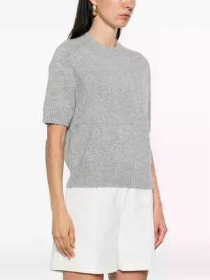 ANINE BING Short-sleeve Cashmere Sweater - Grey