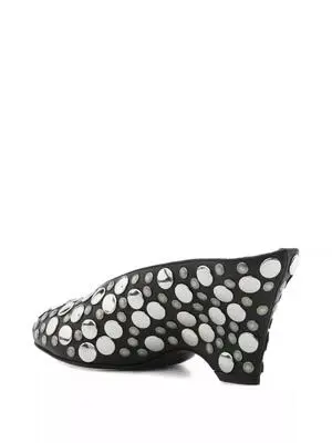 Khaite 70mm Metallic-studded Heeled Mules - Black