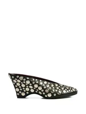 Khaite Embellished Cloak Wedge Mules - Black