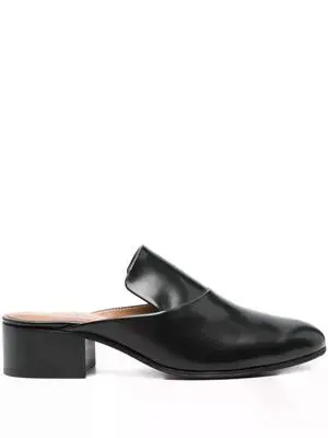 ANNE THOMAS 40mm Leather Block-heel Mules