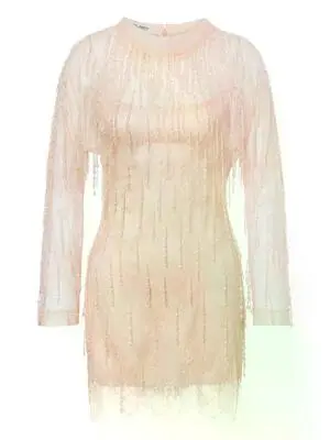 Alberta Ferretti Rhinestone-embellished Lace Dress - Pink