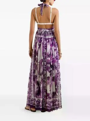 Dolce & Gabbana Maxi Majolica-print Dress - Purple