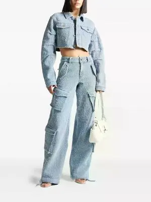 Manière De Voir Catherine Cropped Bouclé Denim Jacket