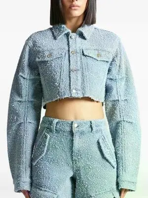 Manière De Voir Catherine Cropped Bouclé Denim Jacket