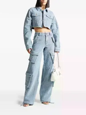 Manière De Voir Maniere De Voir Mid Denim Cropped Bouclé Jacket - Blue