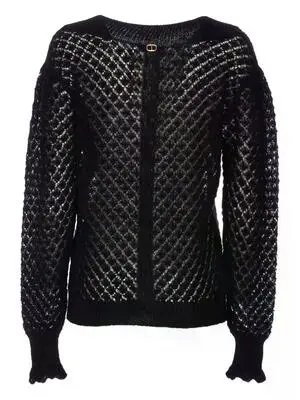 TWINSET Boat-neck Perforated Pullover
