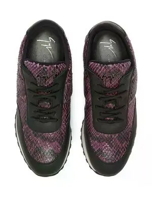 GIUSEPPE ZANOTTI Jimi Snakeskin Leather Sneakers - Black