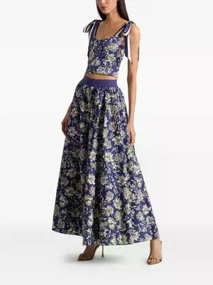 Alice + Olivia Floral-print Tie-shoulder Top