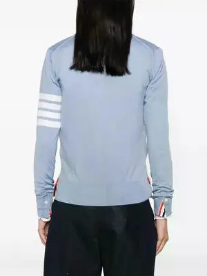 Thom Browne Merino Wool 4-bar Relaxed Fit V-neck Cardigan - Blue