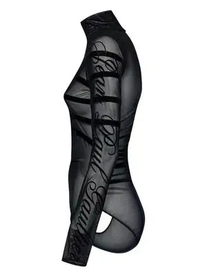 JEAN PAUL GAULTIER Striped Mesh Bodysuit