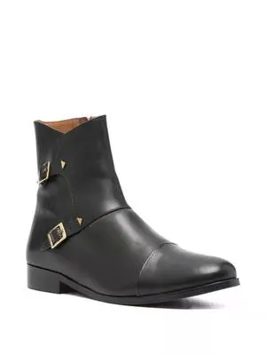 ANNE THOMAS Mr. Thomas Double-buckle Studded Ankle Boots