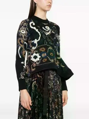 Sacai Floral-pattern Embellished Sweater