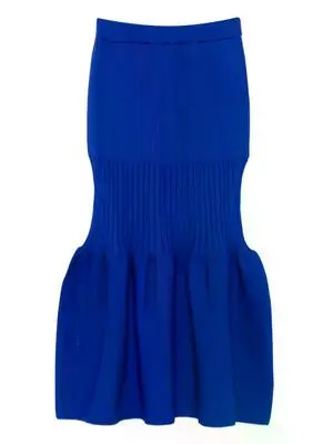 CFCL Ribbed-knit Ruffled Midi Skirt - Blue
