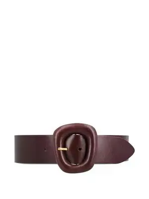 SAINT LAURENT Sculpted-Buckle Leather Belt