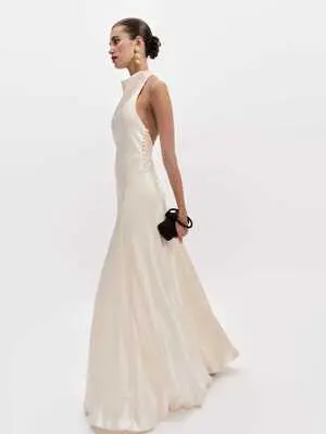 REFORMATION Roy Satin Gown - Ivory