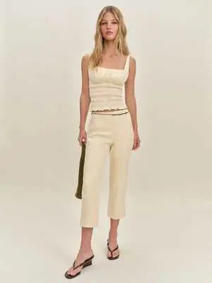 REFORMATION Petites Petra Linen Pedal Pusher Pant - Ivory