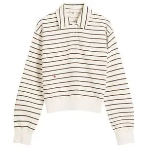 JW Anderson Striped Jersey Polo Sweatshirt - Off White/brown