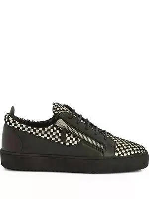 GIUSEPPE ZANOTTI Frankie Checked Leather Sneakers - Black