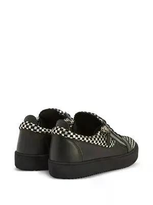 GIUSEPPE ZANOTTI Frankie Checked Leather Sneakers - Black