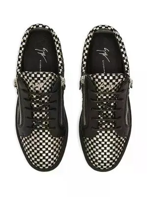 GIUSEPPE ZANOTTI Frankie Checked Leather Sneakers - Black
