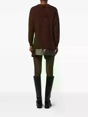 Elisabetta Franchi Buckle-detail Polo-collar Sweater - Brown
