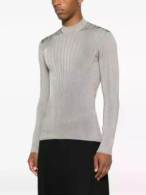 MUGLER Ribbed High-neck Sweater - Grey