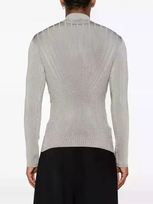 MUGLER Ribbed High-neck Sweater - Grey