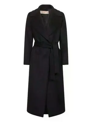 BLANCA VITA Belted Double-breasted Coat - Black