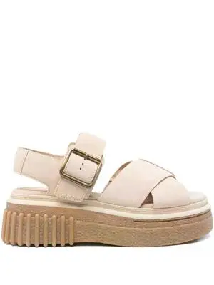 Clarks 50mm Buckle-fastening Platform Sandals - Neutrals
