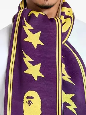 A BATHING APE Star-logo Jacquard Scarf - Purple