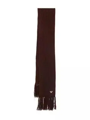 Emporio Armani Ribbed-knit Fringed Scarf - Brown