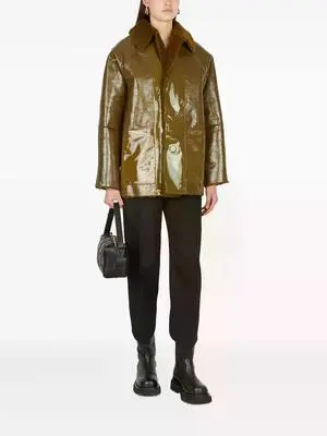 KASSL EDITIONS Patent Leather Shearling-collar Jacket