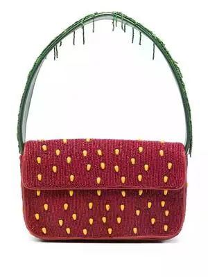 Staud Tommy Beaded Strawberry-motif Shoulder Bag - Red