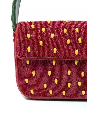 Staud Tommy Beaded Strawberry-motif Shoulder Bag - Red