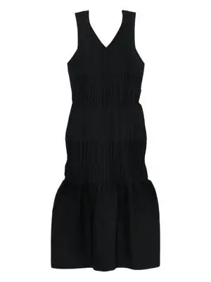 CFCL Ribbed V-neck Midi Dress - Black